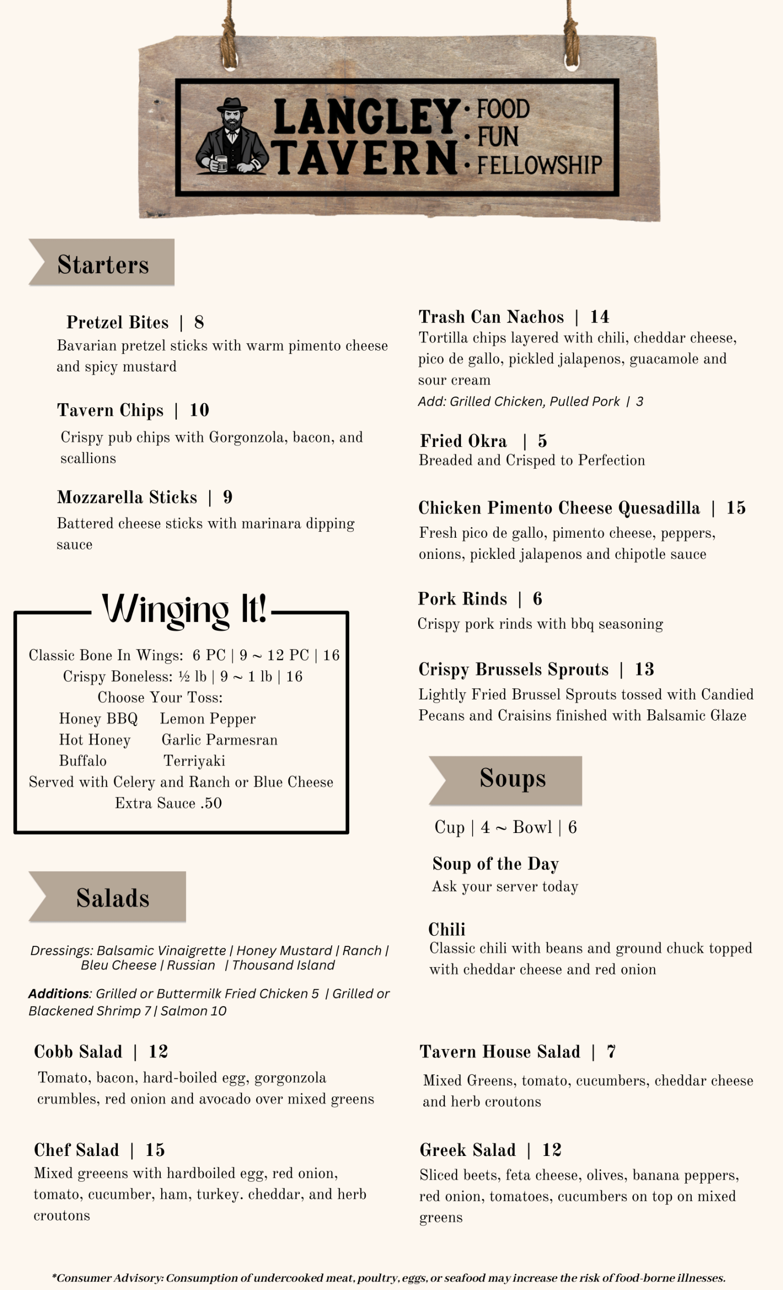 Our Menu - Langley Tavern